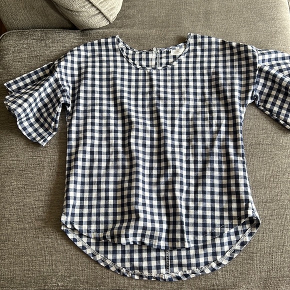 Tops | Gingham Blouse Ruffle Sleeve | Poshmark